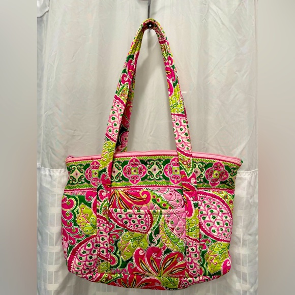 Vera Bradley | Bags | Vera Bradley Pinwheel Pink Green Tote Bag 9x2x4 ...